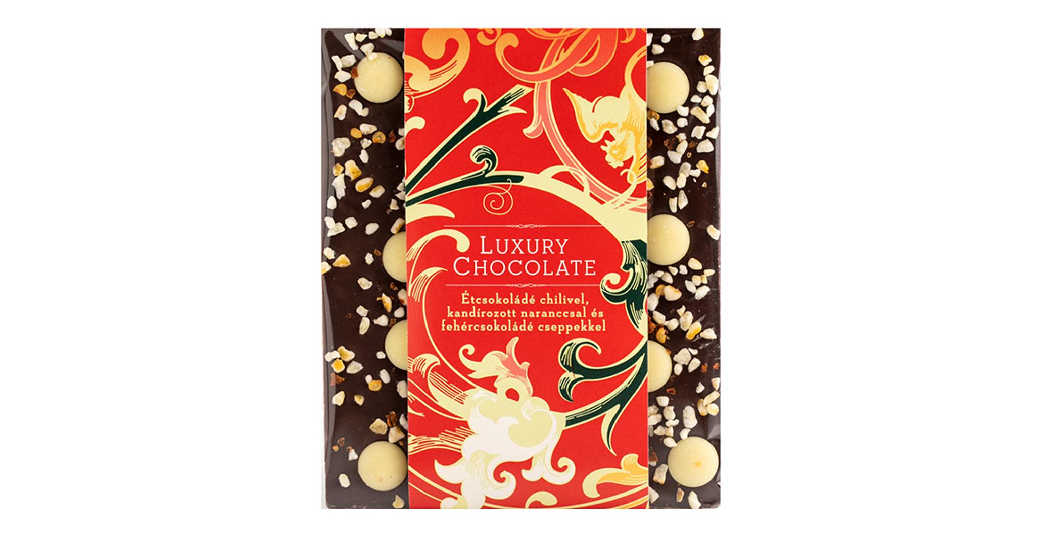 ÉTCSOKOLÁDÉ CHILIVEL, KANDÍROZOTT NARANCCSAL ÉS FEHÉR CSOKI CSEPPEK 65G ...